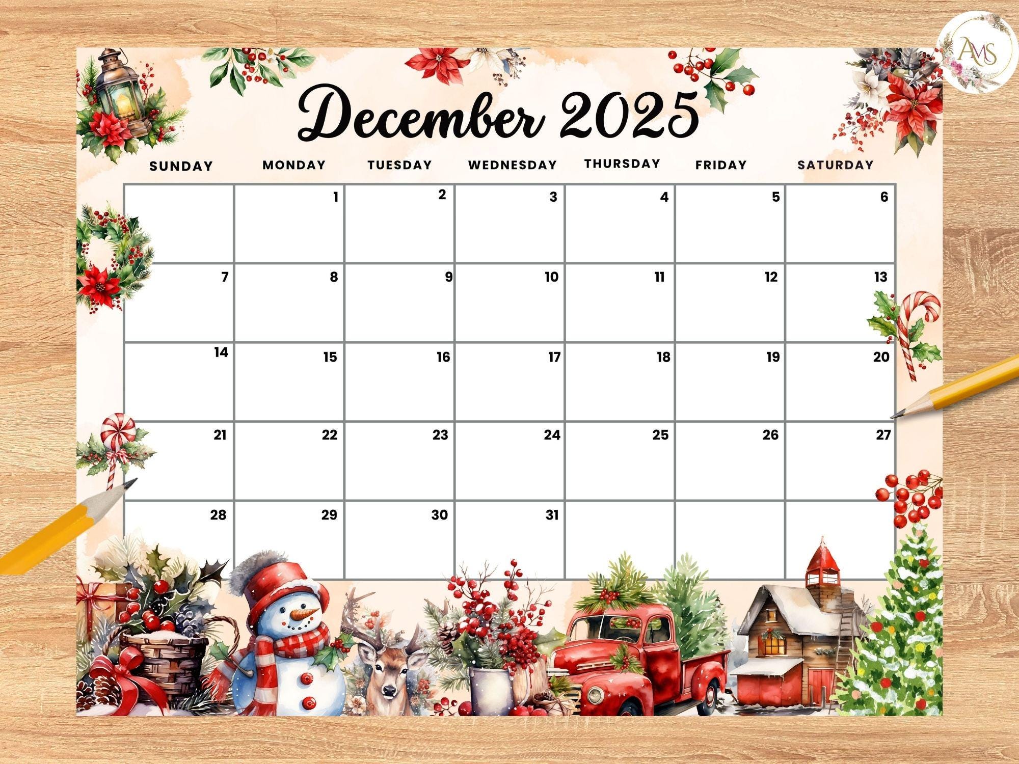 EDITABLE December 2025 Christmas Theme Calendar With Snowman, Christmas ...