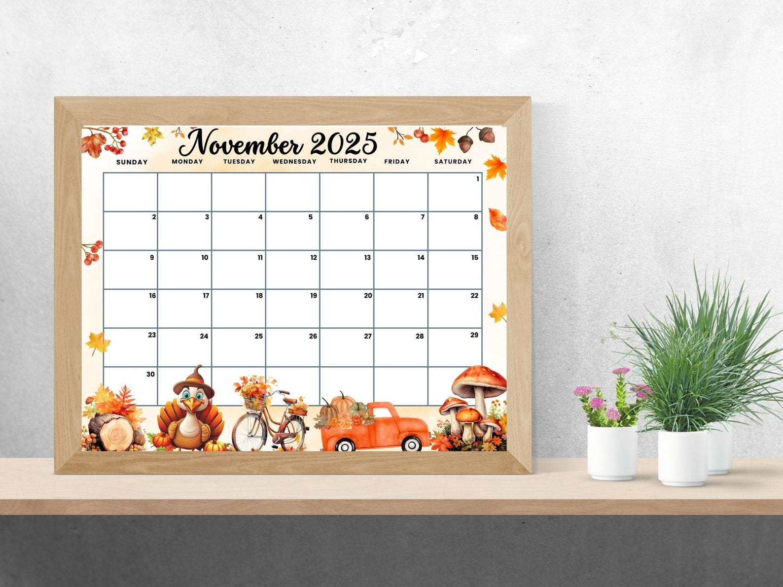 EDITABLE November 2025 Calendar, Happy Thanksgiving Beautiful Planner ...