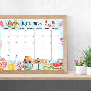 Editable July 2025 Calendar, Cute June Planner With Tropical & Beach ...