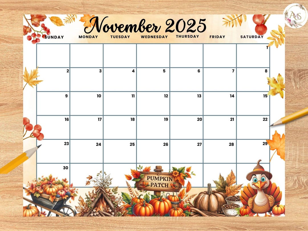 EDITABLE November 2025 Calendar, Happy Thanksgiving Beautiful Planner ...