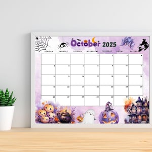 October 2025 Halloween Calendar, Spooky Pumpkins, Ghosts (editable PDF ...