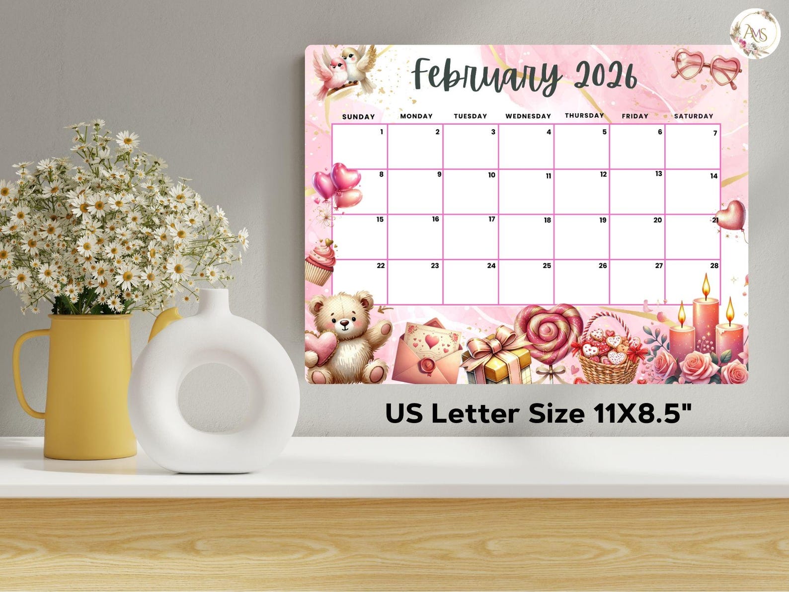 EDITABLE Fillable February 2026 Calendar, Cute Valentine Planner With ...