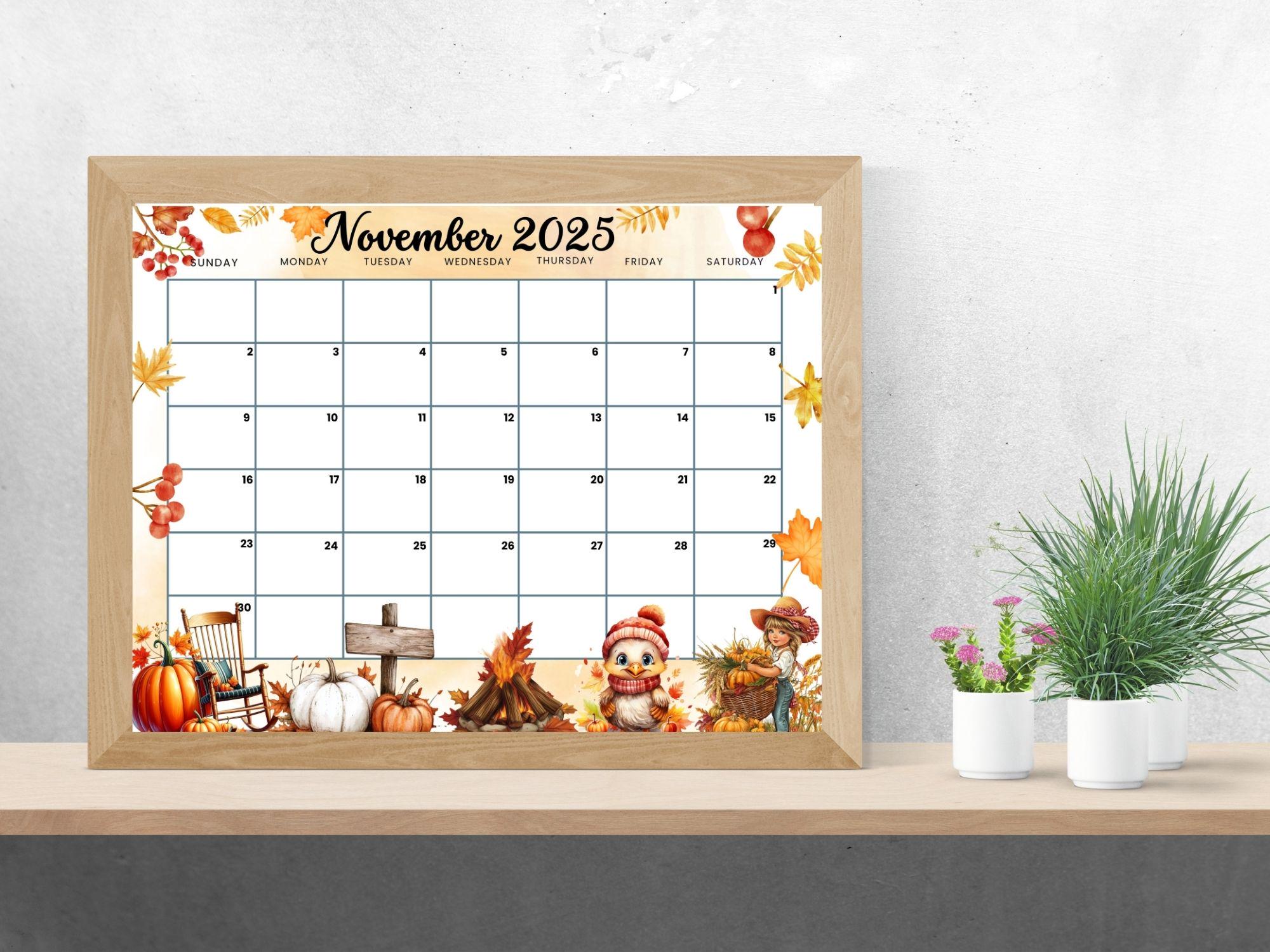 EDITABLE November 2025 Calendar, Happy Thanksgiving Planner With ...