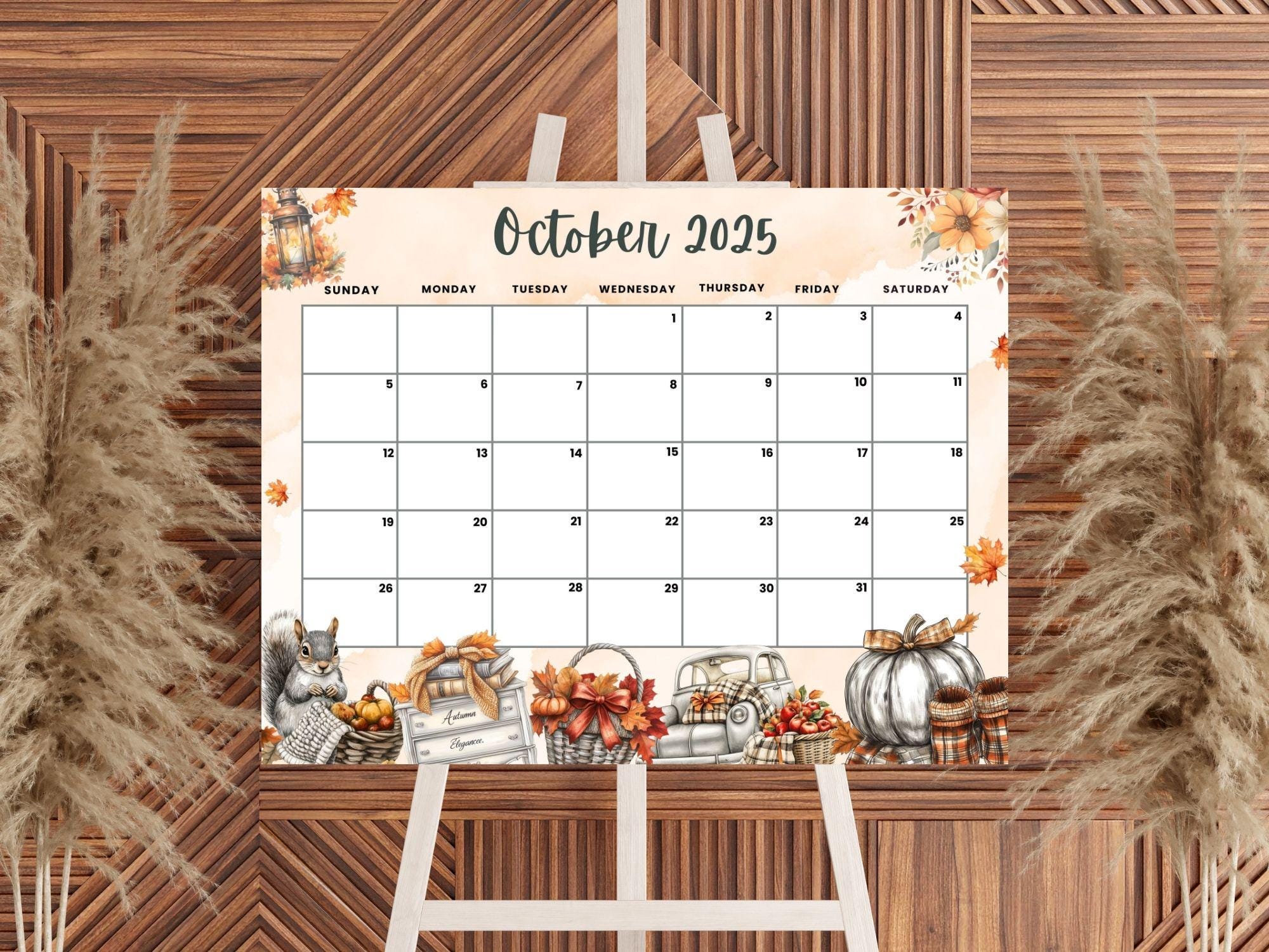 EDITABLE October 2025 Calendar, Beautiful Colorful Autumn With Planner ...
