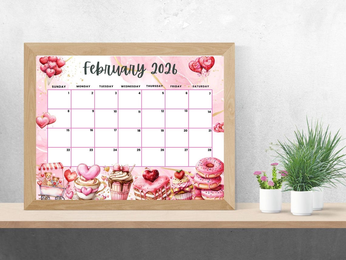 EDITABLE Fillable February 2026 Calendar, Valentine Sweets Planner With ...