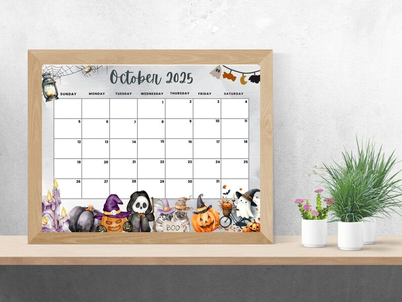 EDITABLE October 2025 Calendar, Spooky Halloween Planner, Cute Ghost ...