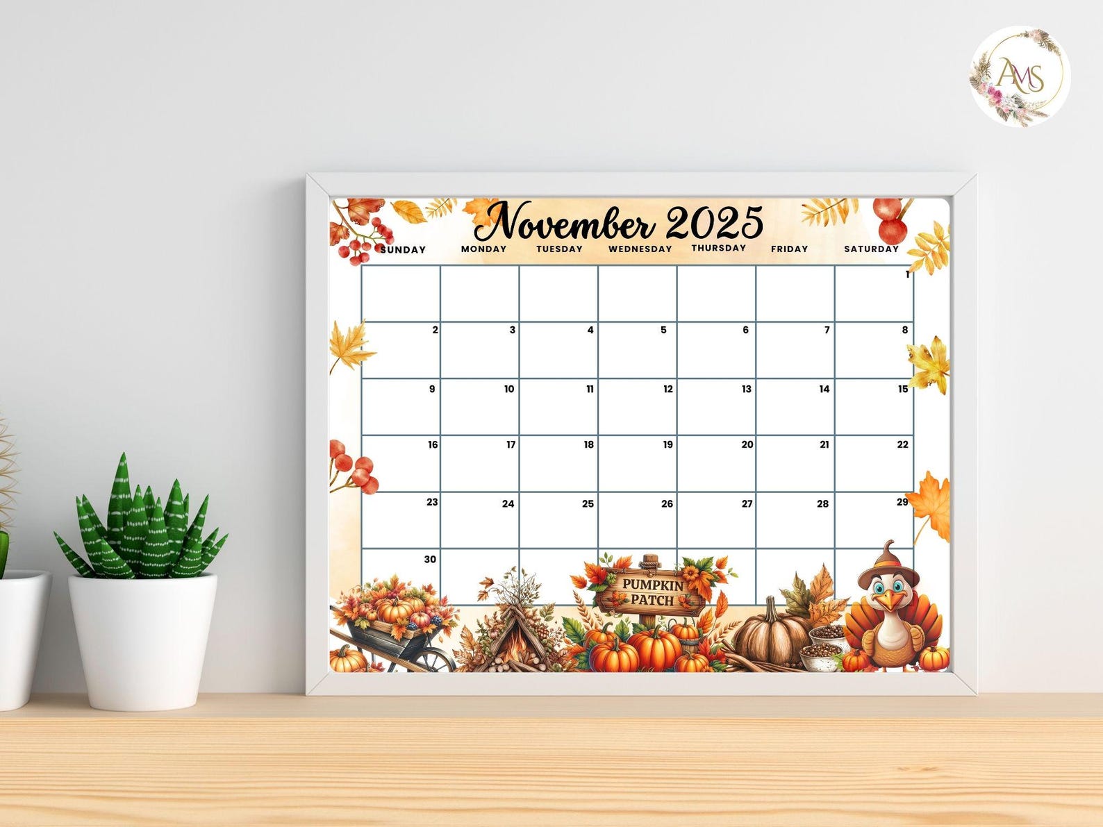 EDITABLE November 2025 Calendar, Happy Thanksgiving Beautiful Planner ...