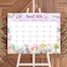 Editable April 2026 Calendar, Happy Easter With Cute Bunny, Printable ...