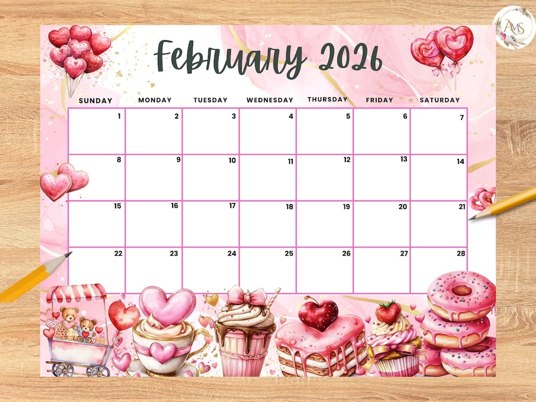 EDITABLE Fillable February 2026 Calendar, Valentine Sweets Planner With ...