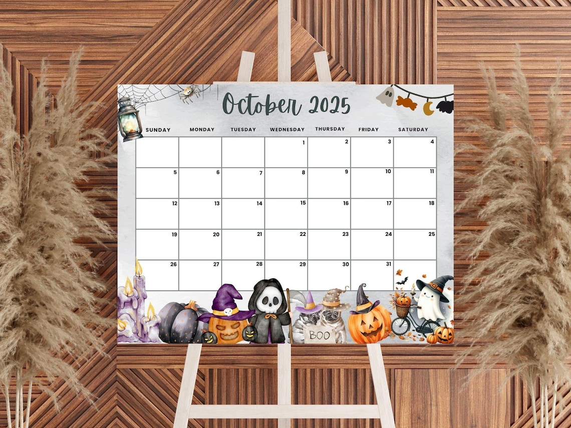 October 2025 Halloween Calendar, Spooky Kids Planner (digital Download ...