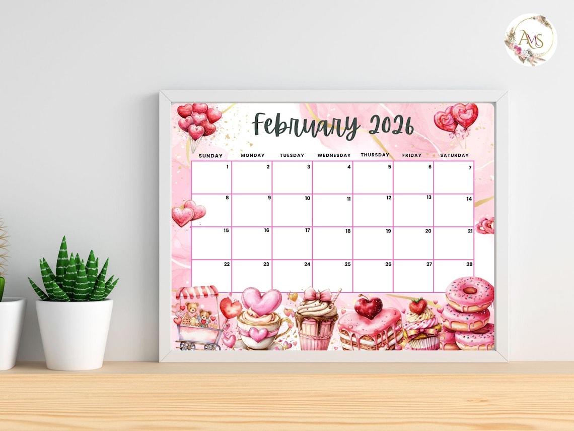 EDITABLE Fillable February 2026 Calendar, Valentine Sweets Planner With ...