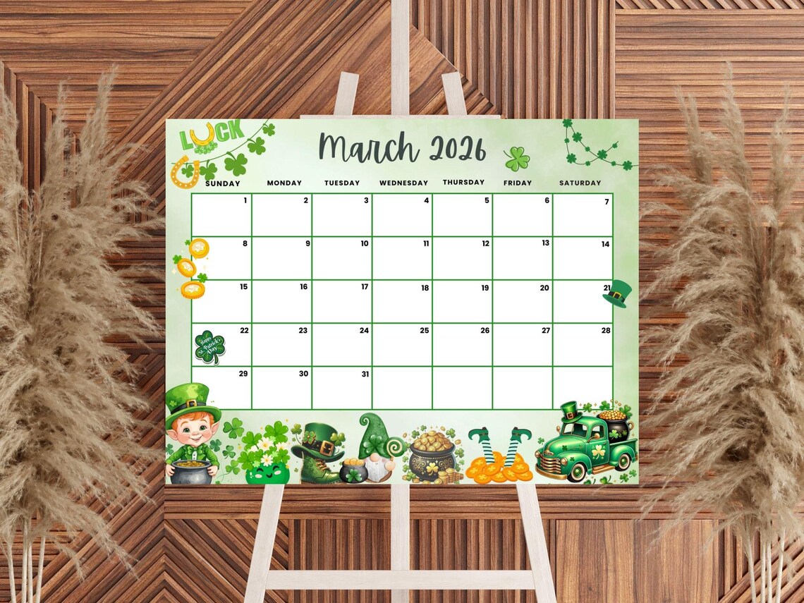 March 2026 Fillable Calendar, St. Patrick's Day Fillable March Planner ...
