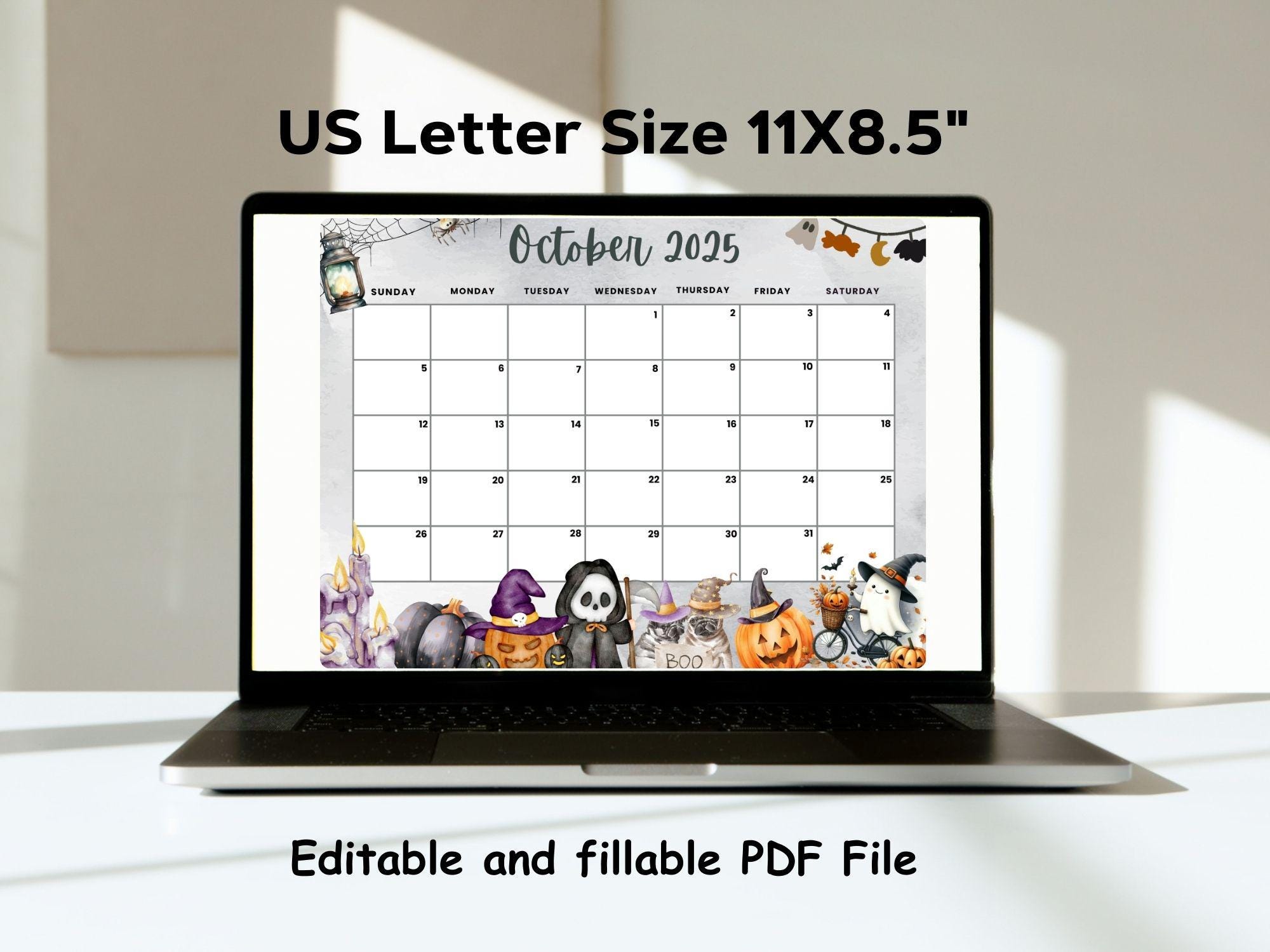 October 2025 Halloween Calendar, Spooky Kids Planner (digital Download ...