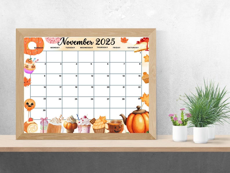 EDITABLE November 2025 Calendar, Happy Thanksgiving Planner, Sweet ...