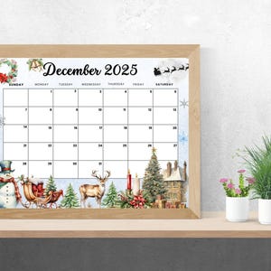 EDITABLE December 2025 Christmas Theme Calendar With Snowman, Christmas ...