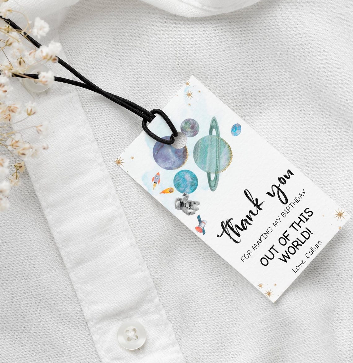 Editable Outer Space Favor Tags, Galaxy Birthday Thank You Tags, Planet ...