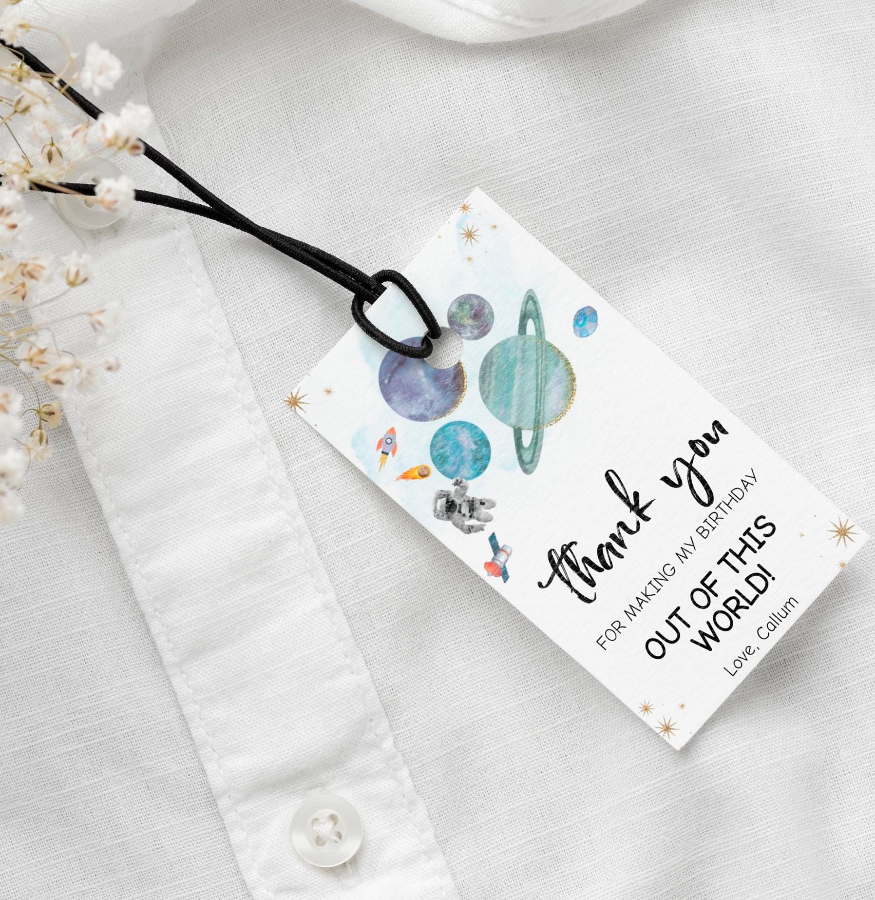Editable Outer Space Favor Tags, Galaxy Birthday Thank You Tags, Planet ...