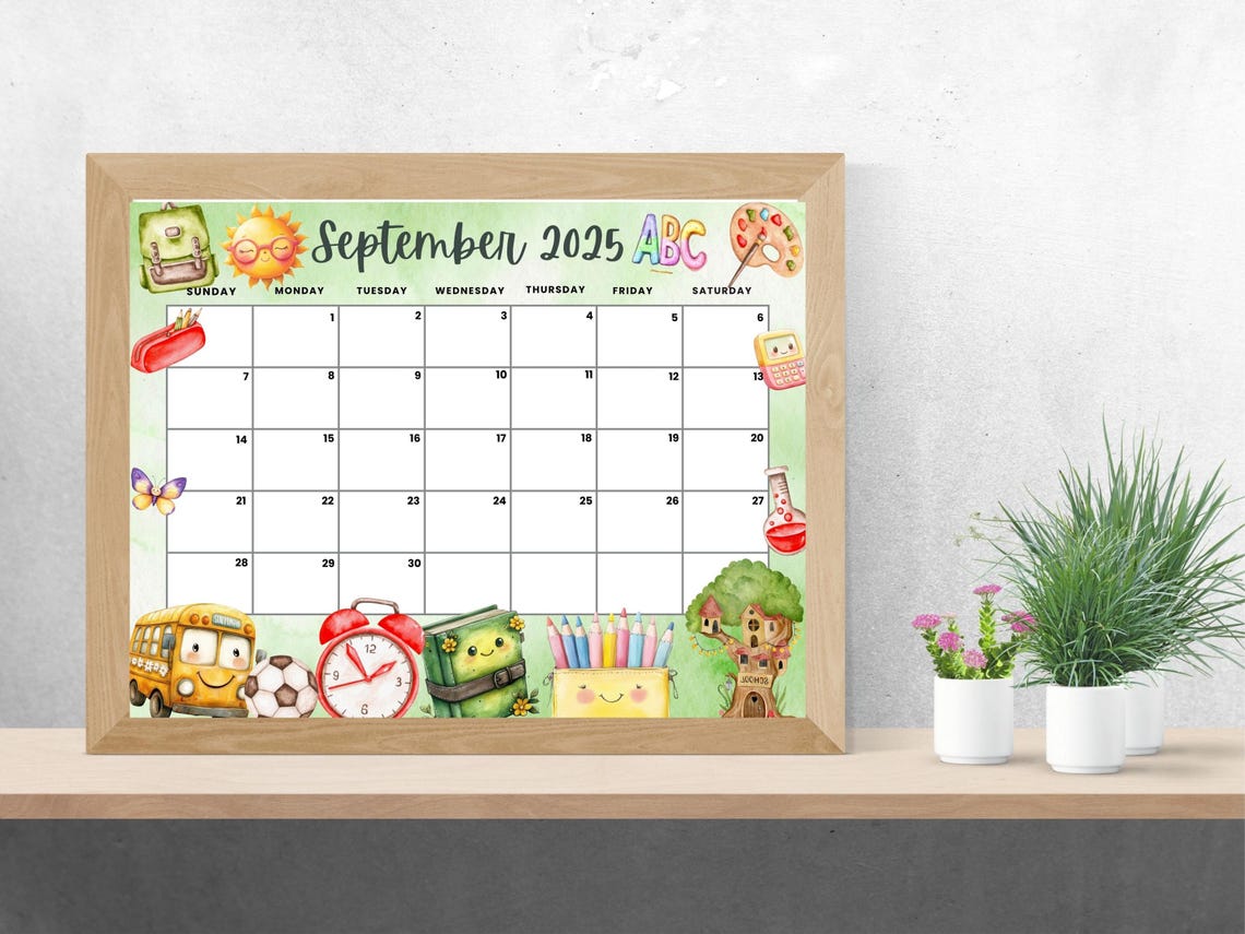 September 2025 Calendar,back to School Cute Monthly Printable Planner ...