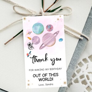 Editable Outer Space Favor Tags, Galaxy Birthday Thank You Tags, Planet ...
