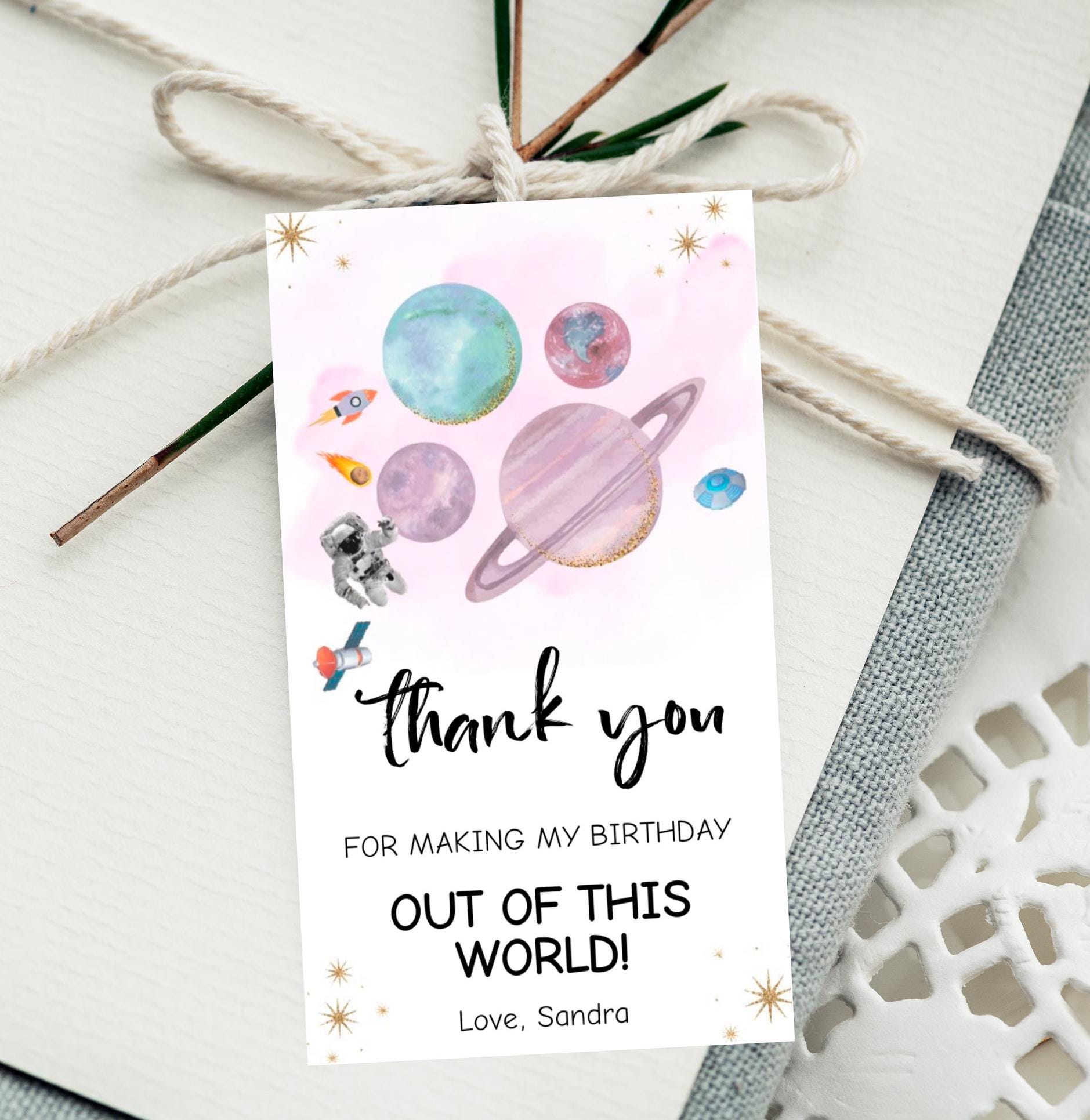 Editable Outer Space Favor Tags, Galaxy Birthday Thank You Tags, Planet ...