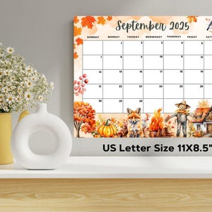 Editable September 2025 Calendar, Autumn Fall Theme Monthly Printable ...