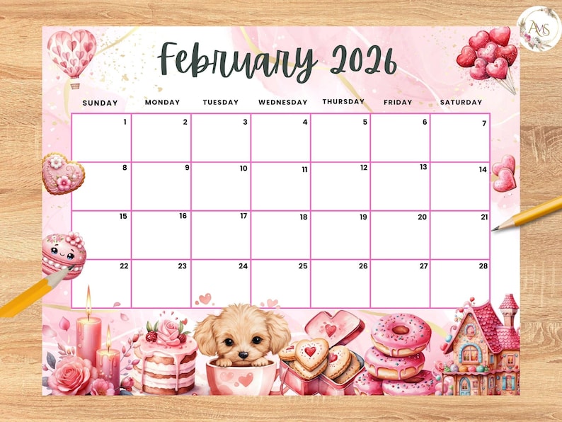 EDITABLE Fillable February 2026 Calendar, Cute Valentine Sweets Planner ...
