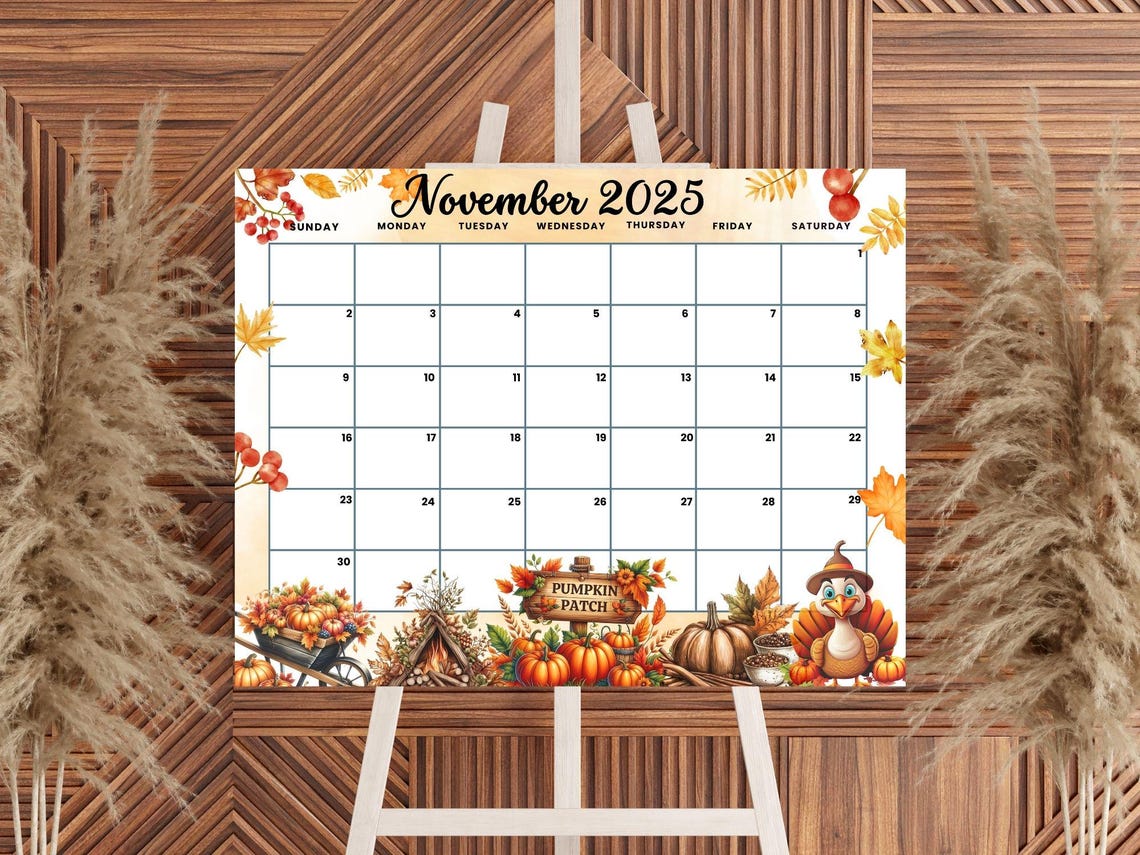 EDITABLE November 2025 Calendar, Happy Thanksgiving Beautiful Planner ...