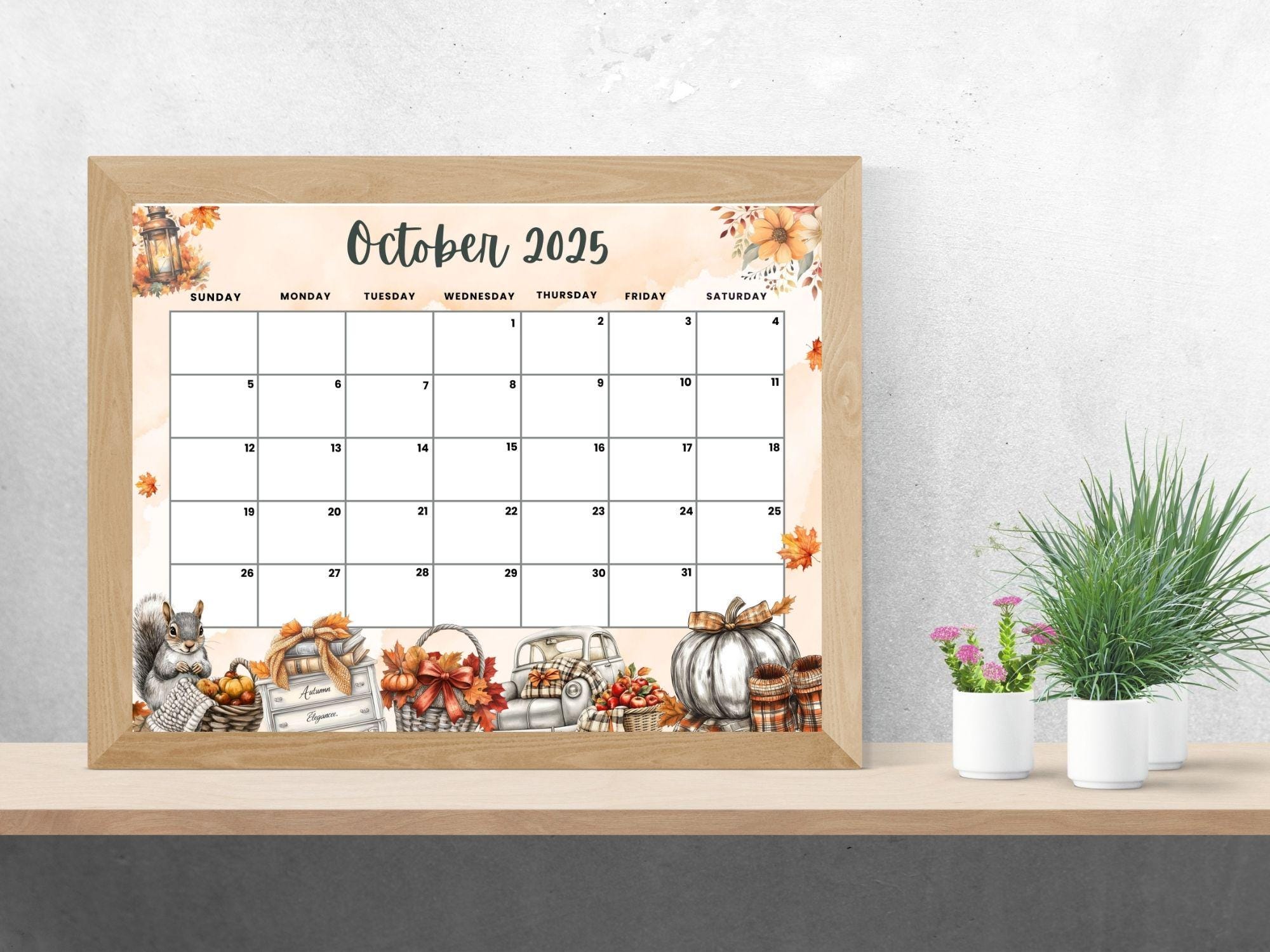 EDITABLE October 2025 Calendar, Beautiful Colorful Autumn With Planner ...