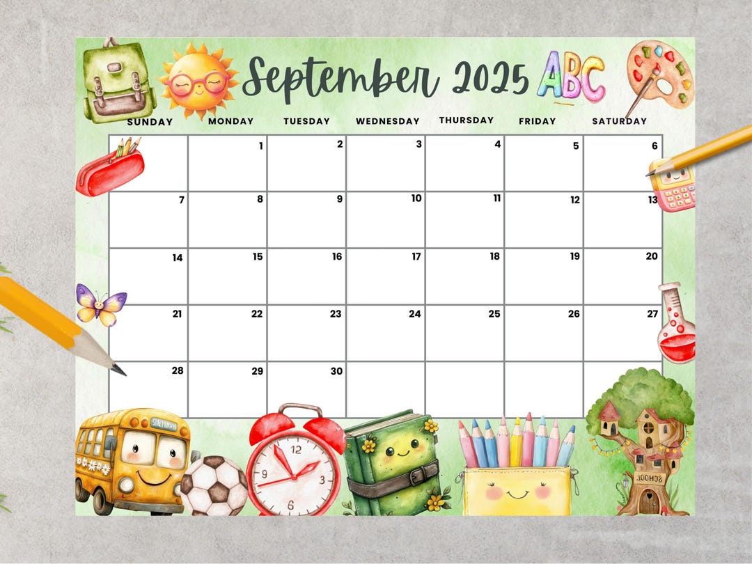 September 2025 Calendar,back to School Cute Monthly Printable Planner ...