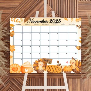 EDITABLE November 2025 Calendar, Happy Thanksgiving Planner With Turkey ...