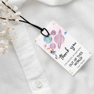 Editable Outer Space Favor Tags, Galaxy Birthday Thank You Tags, Planet ...