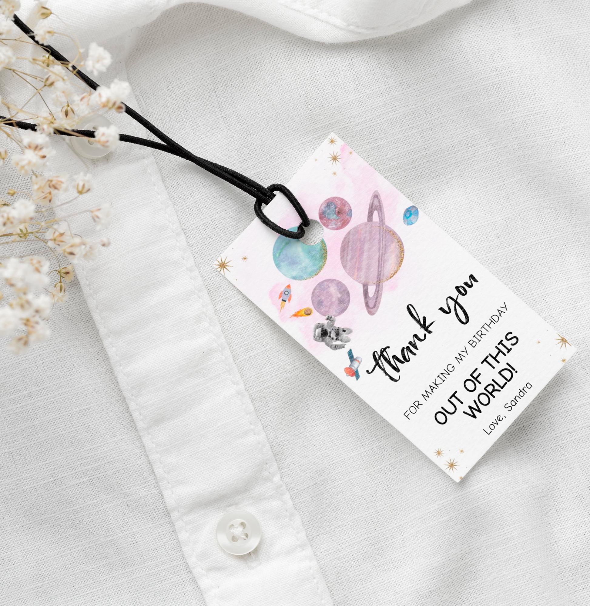 Editable Outer Space Favor Tags, Galaxy Birthday Thank You Tags, Planet ...