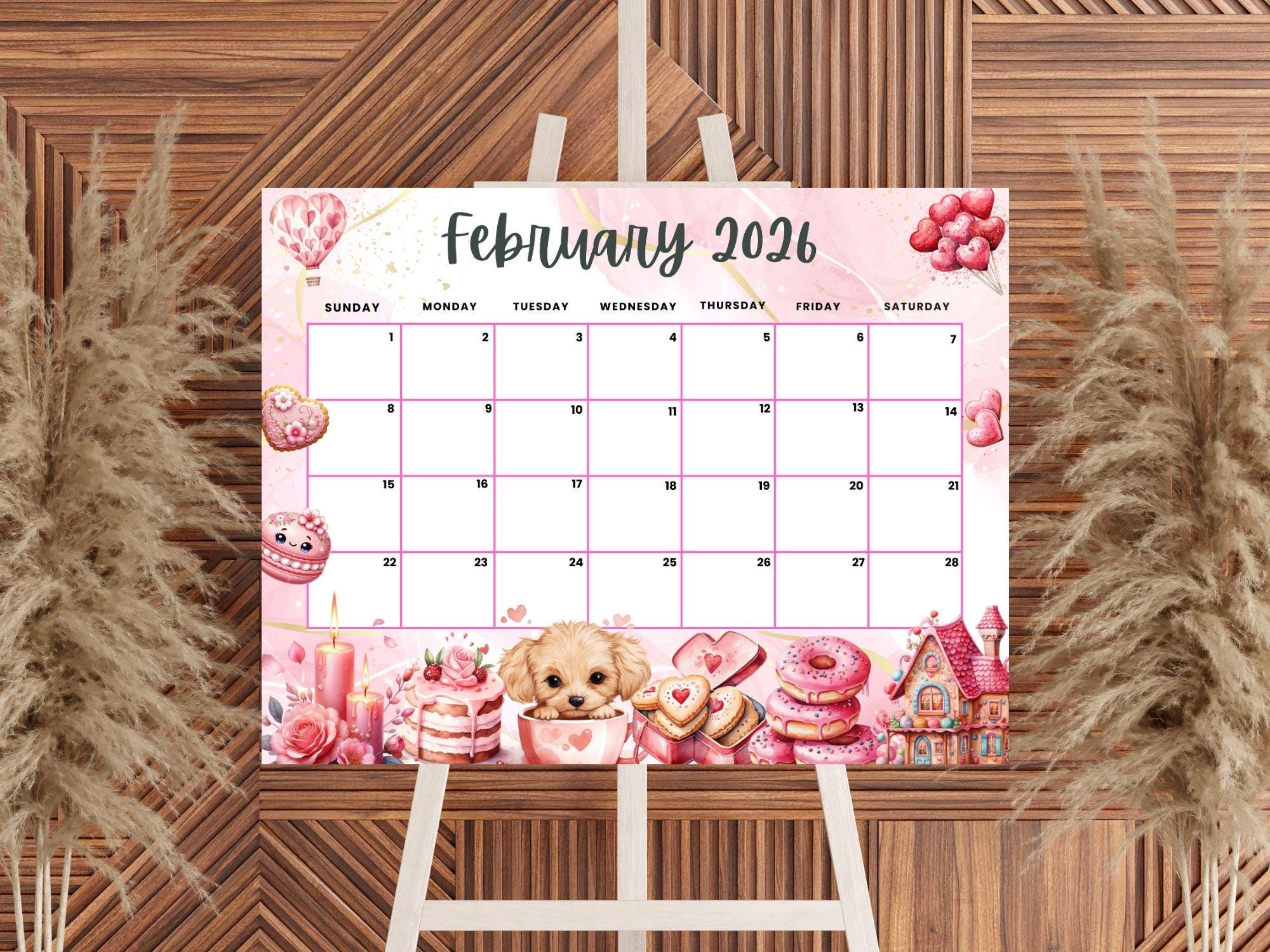 EDITABLE Fillable February 2026 Calendar, Cute Valentine Sweets Planner ...