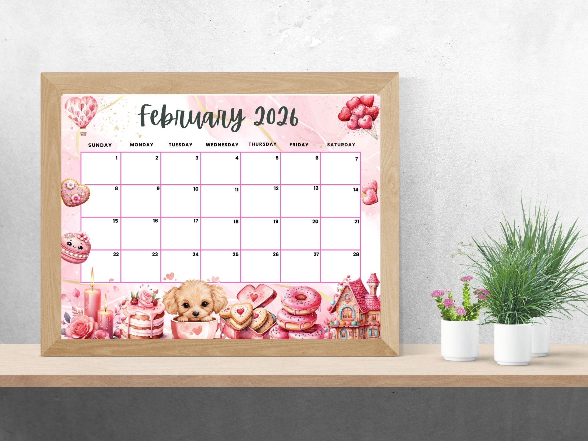 EDITABLE Fillable February 2026 Calendar, Cute Valentine Sweets Planner ...