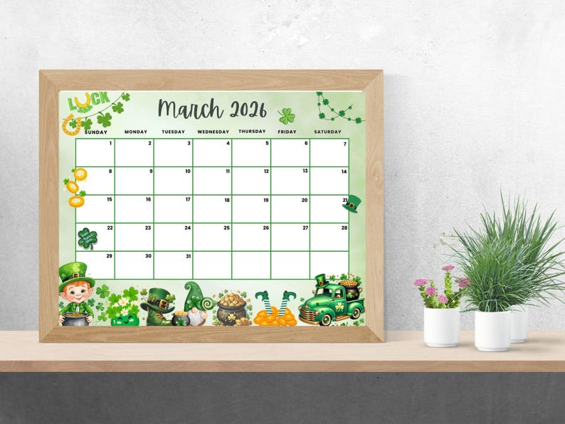March 2026 Fillable Calendar, St. Patrick's Day Fillable March Planner ...