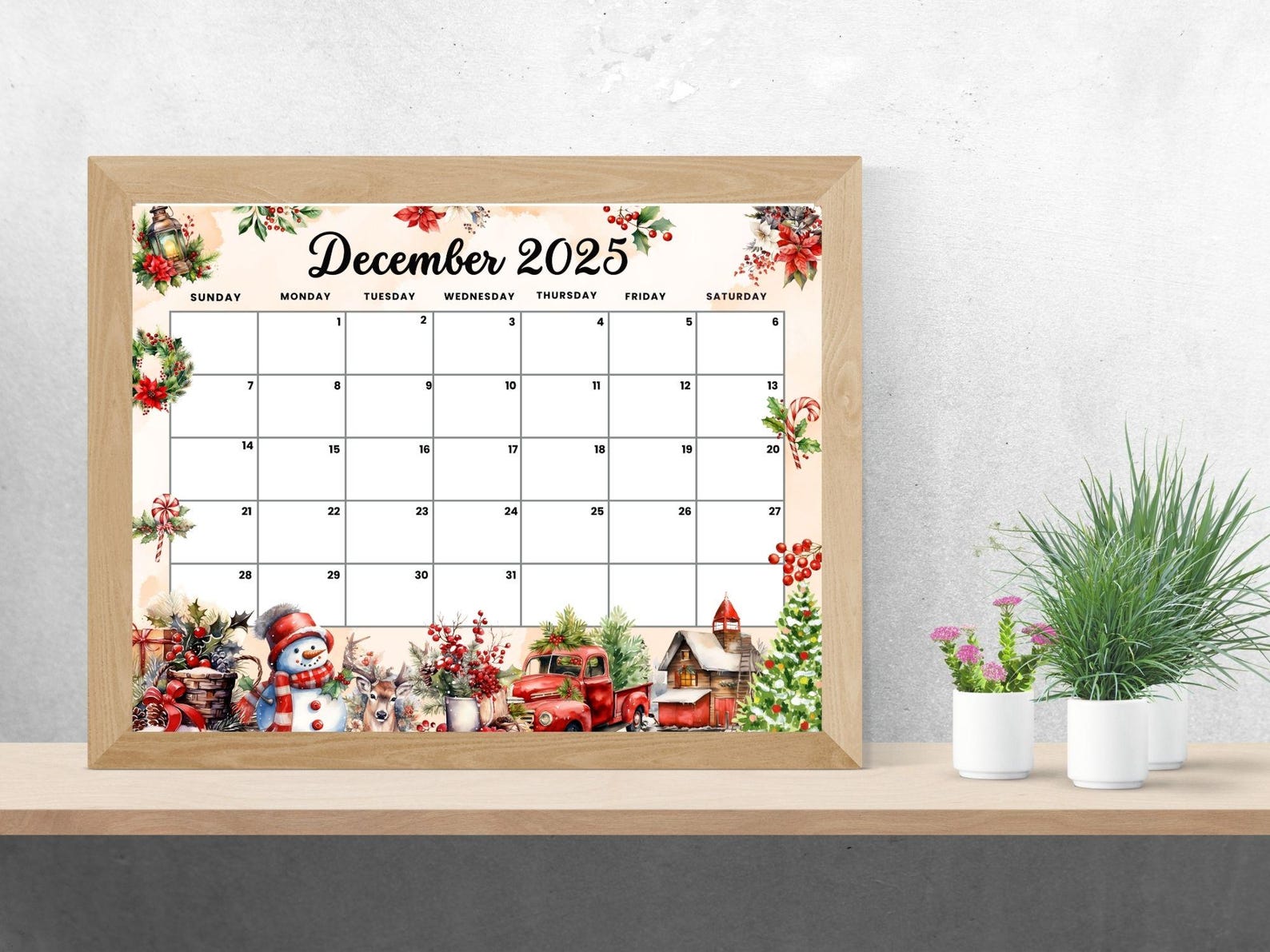 EDITABLE December 2025 Christmas Theme Calendar With Snowman, Christmas ...