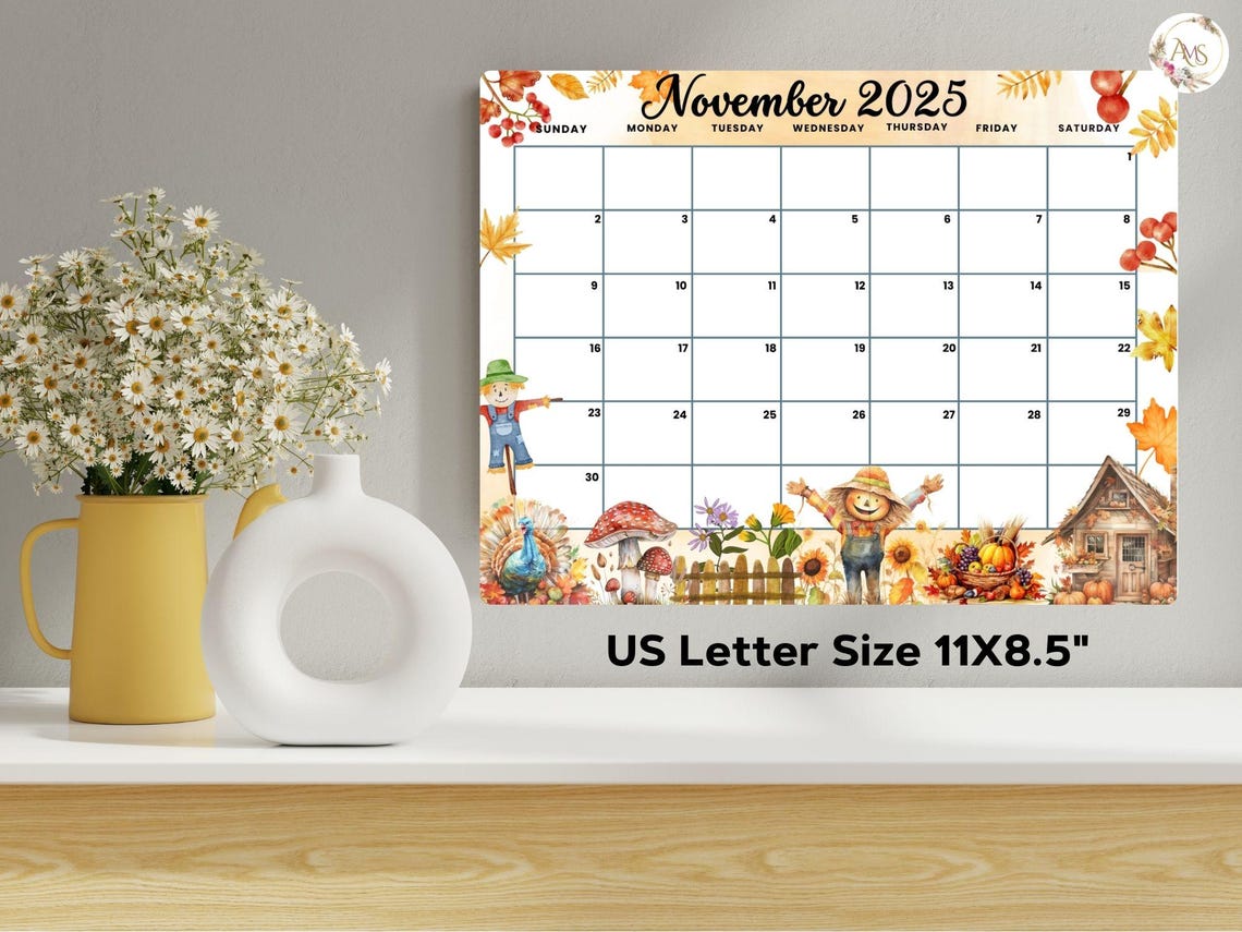 EDITABLE November 2025 Calendar, Happy Thanksgiving Planner With ...