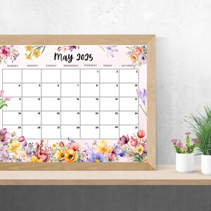 Editable May 2025 Calendar, Spring Wildflowers Planner, Printable ...