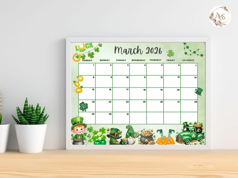 March 2026 Fillable Calendar, St. Patrick's Day Fillable March Planner ...