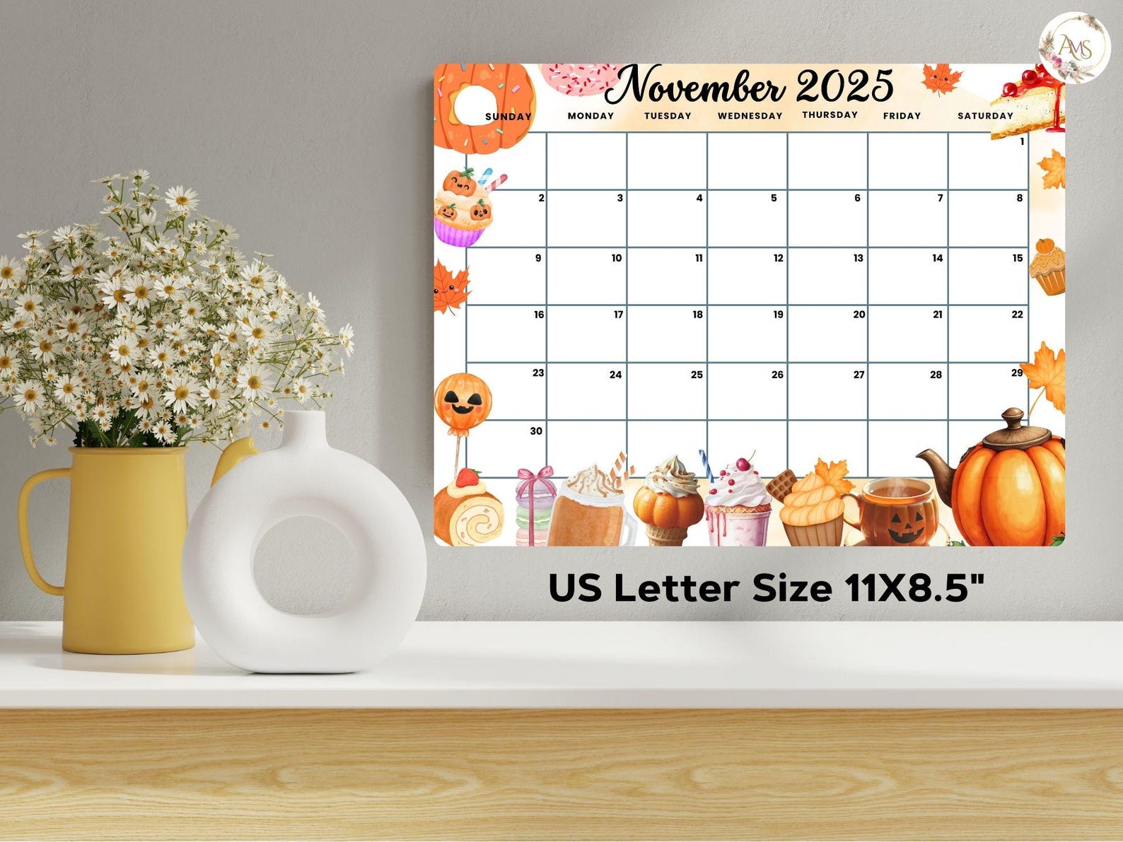 EDITABLE November 2025 Calendar, Happy Thanksgiving Planner, Sweet ...