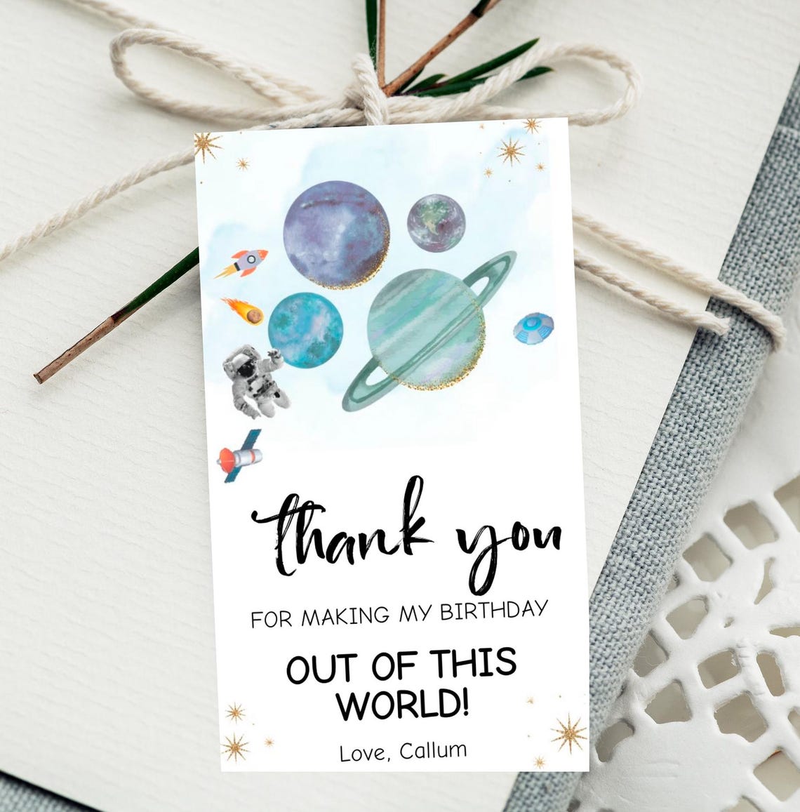 Editable Outer Space Favor Tags, Galaxy Birthday Thank You Tags, Planet ...
