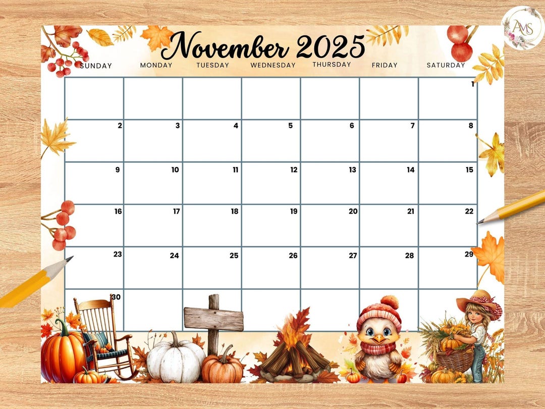 Editable November 2025 Calendar, Thanksgiving Planner (printable PDF ...