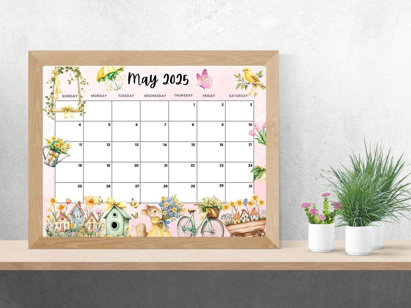 Editable May 2025 Calendar, Cute Hello Spring Planner, Printable ...