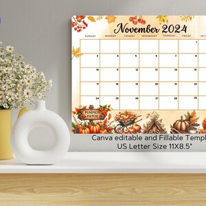 EDITABLE November 2024 Calendar, Happy Thanksgiving Planner With ...