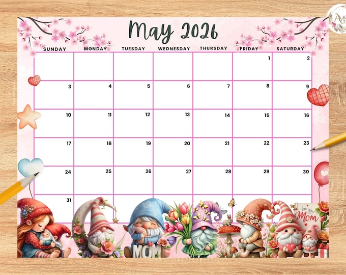 Bearbeitbarer befüllbarer Kalender Mai 2026 für Happy Spring mit ...