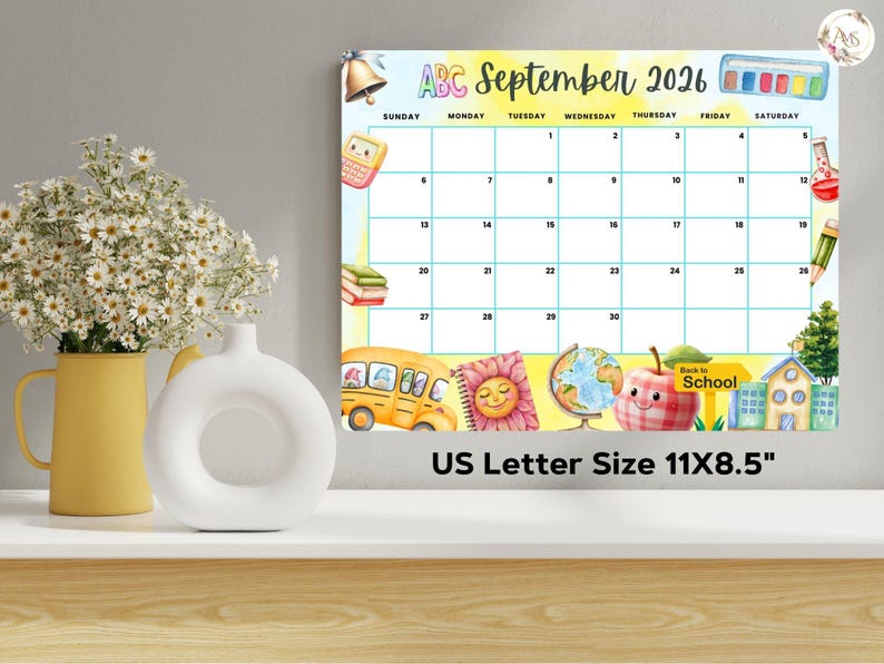 September 2026 Calendar,back to School Cute Monthly Printable Planner ...