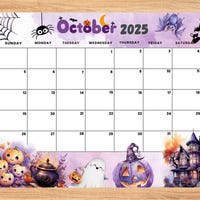 Editable October 2025 Calendar, Spooky Halloween W/ Cute Ghosts ...