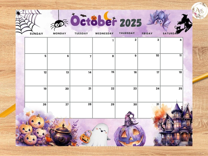 EDITABLE Fillable October 2025 Calendar,spooky Halloween Planner With ...