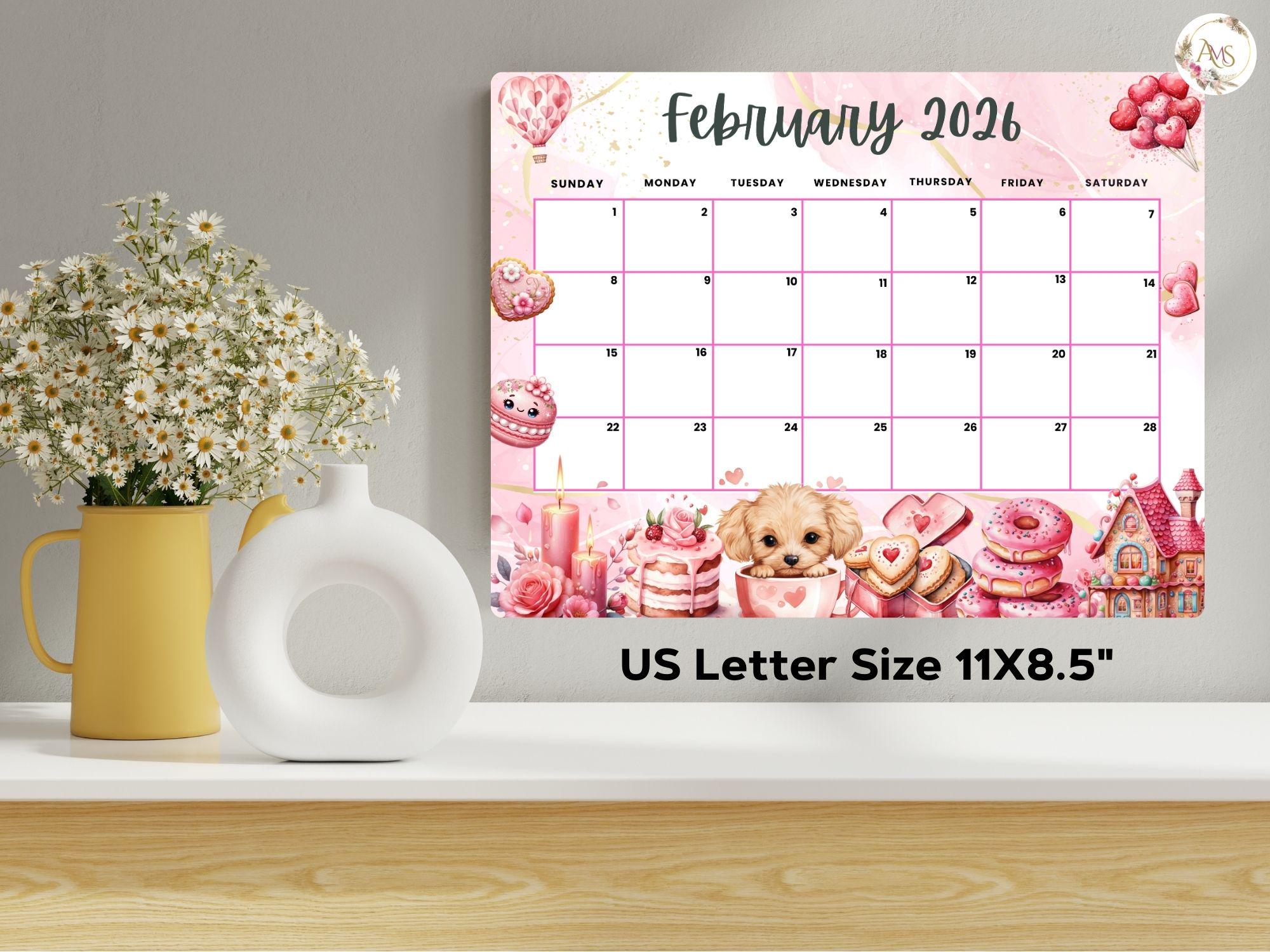 EDITABLE Fillable February 2026 Calendar, Cute Valentine Sweets Planner ...