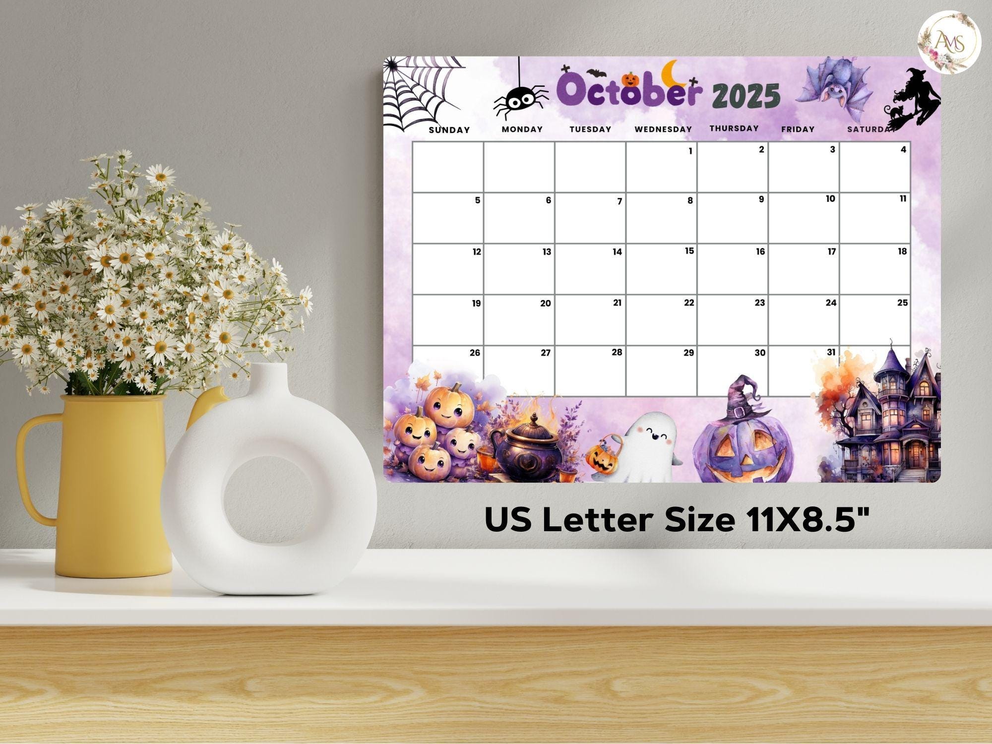 EDITABLE Fillable October 2025 Calendar,spooky Halloween Planner With ...